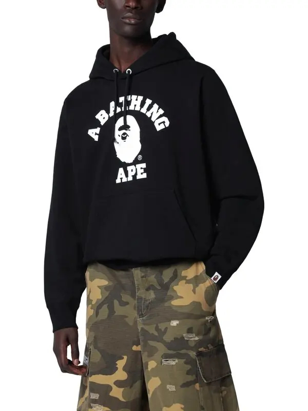 A BATHING APE Cotton Hoodie With Logo Print - Black