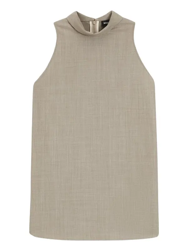 BOSS Sleeveless Tailored Blouse In Stretch Virgin Wool - Beige
