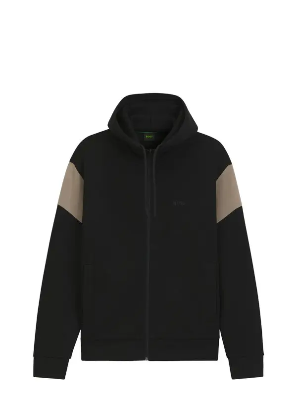 BOSS Regular-fit Zip-up Sweatshirt In Spacer Piqu - Black
