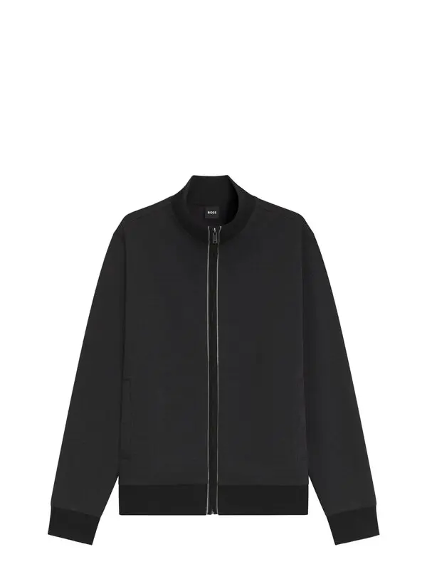 BOSS Cotton Sweatshirt With Zipper Neck - Black