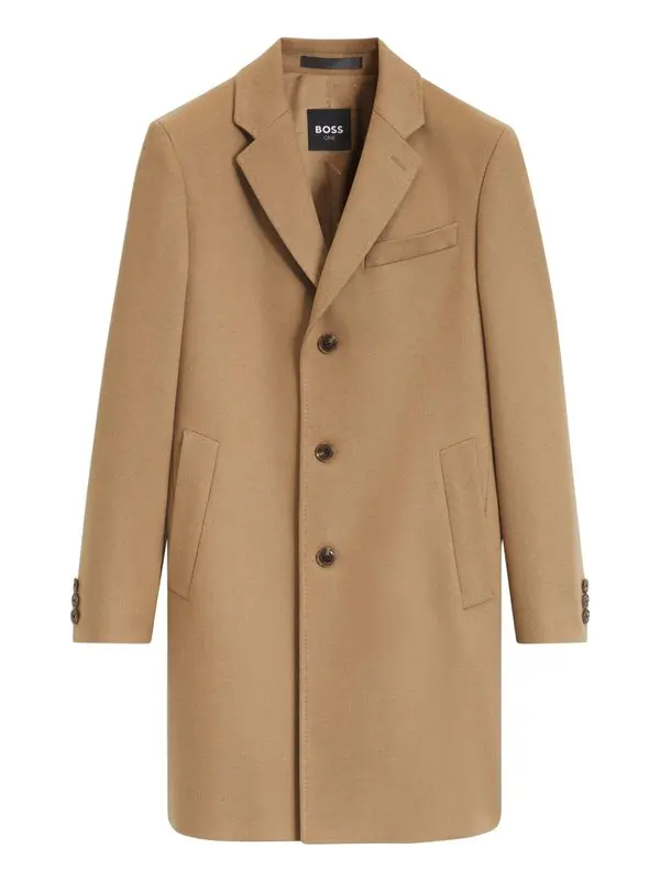 BOSS Slim-fit Formal Wool And Cashmere Coat - Beige