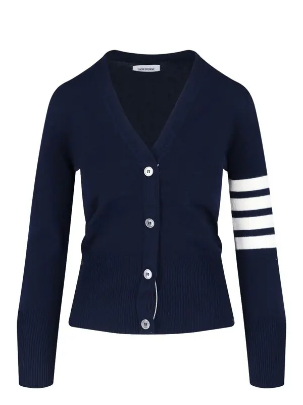 Thom Browne 4-bar Detail Cashmere Cardigan - Blue