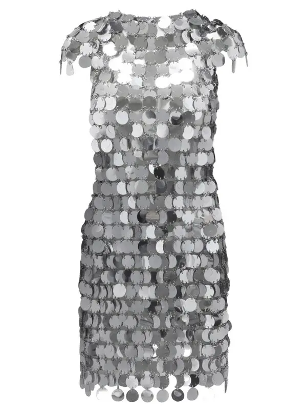 Rabanne Mini Sequins Dress - Silver