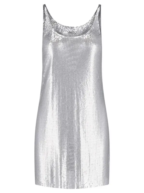 Rabanne Metallic Knit Mini Dress - Silver