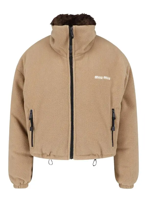 Miu Miu Fleece Logo Jacket - Brown