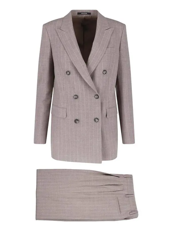 Tagliatore Double-breasted Virgin Wool Suit - Brown
