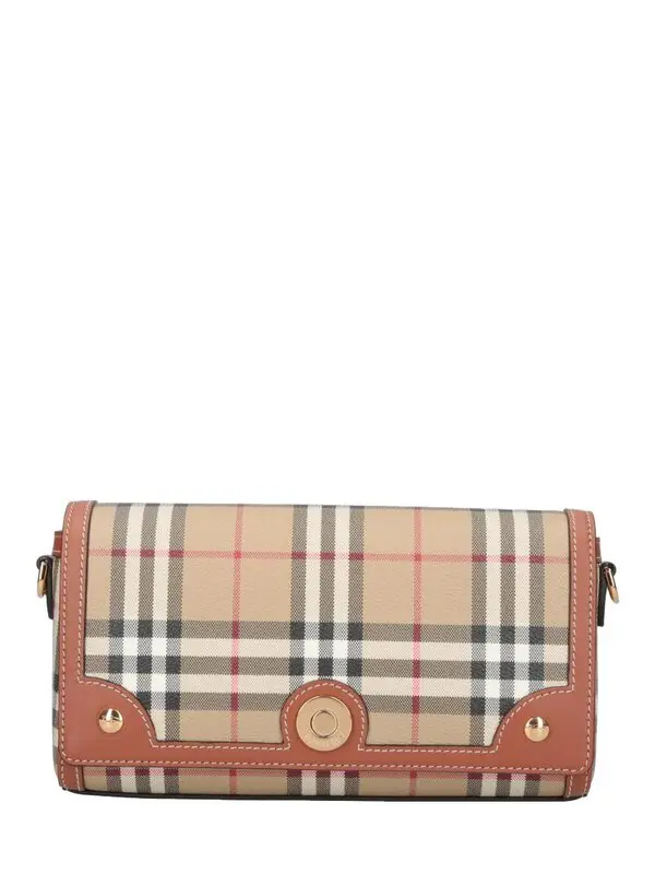 Burberry Note" Shoulder Bag In Check Fabric - Beige