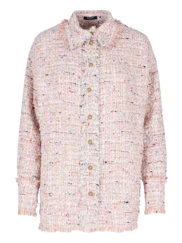 Balmain Tweed Shirt With Button Closure - Multi