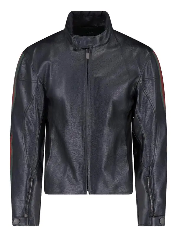 DIESEL® Calf Leather Biker Jacket - Black