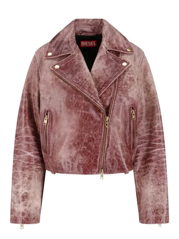 DIESEL® Leather Biker Jacket - Brown