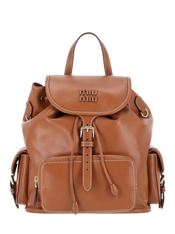 Miu Miu Large Calf Leather Backpack - Brown