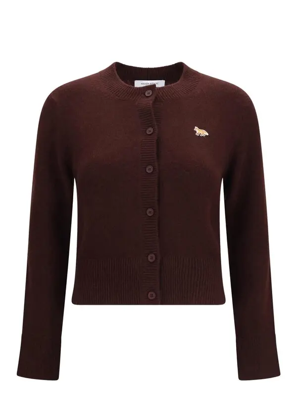 Maison Kitsuné Baby Fox Fitted Lambswool Cardigan - Brown