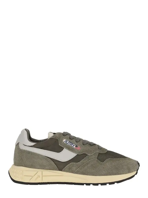 AUTRY Reelwind Low Sneakers In Suede And Nylon - Green