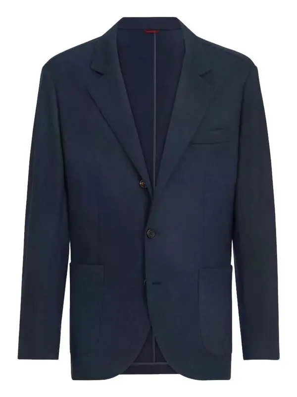 Brunello Cucinelli Cashmere Jersey Blazer With Patch Pockets - Blue
