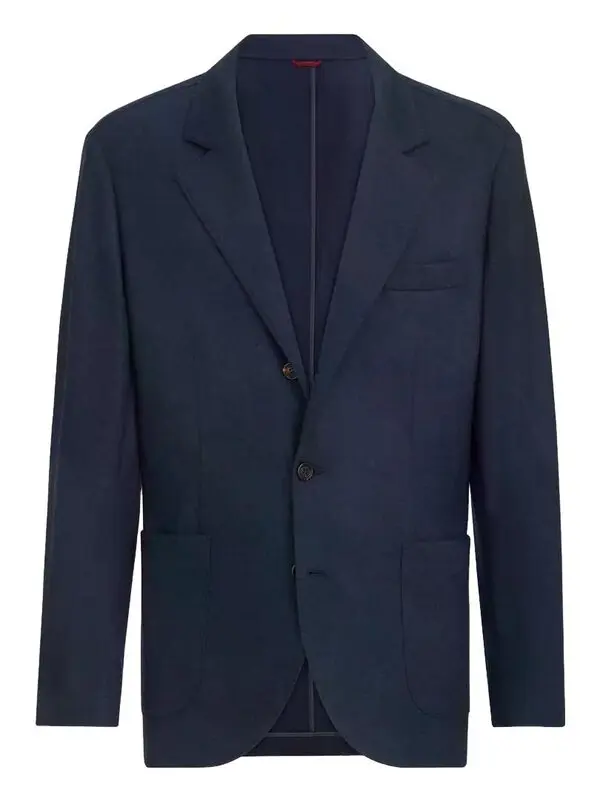 Brunello Cucinelli Cashmere Jersey Blazer With Patch Pockets - Blue