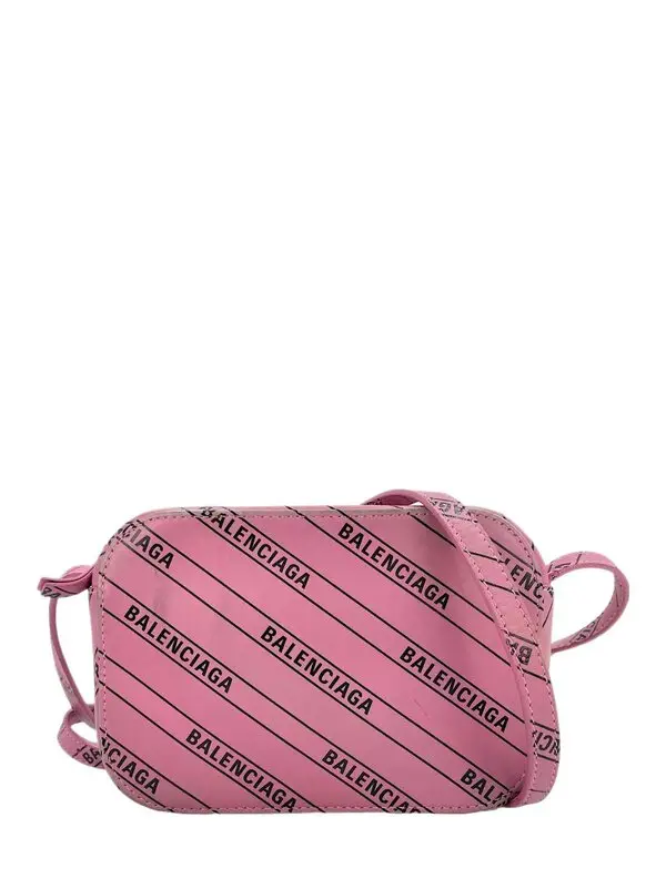Balenciaga Logo Print Leather Crossbody Bag - Pink