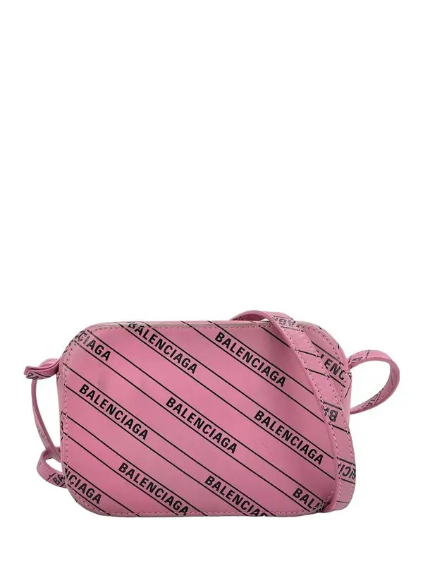 Balenciaga Logo Print Leather Crossbody Bag - Pink