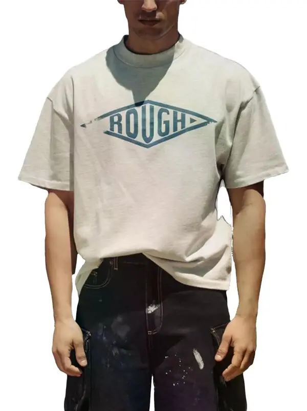 ROUGH. Rough Logo-print Drop-shoulder T-shirt - Grey