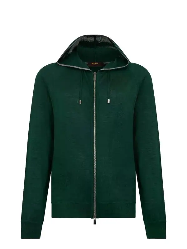 MOORER Zip-up Knit Hoodie - Green