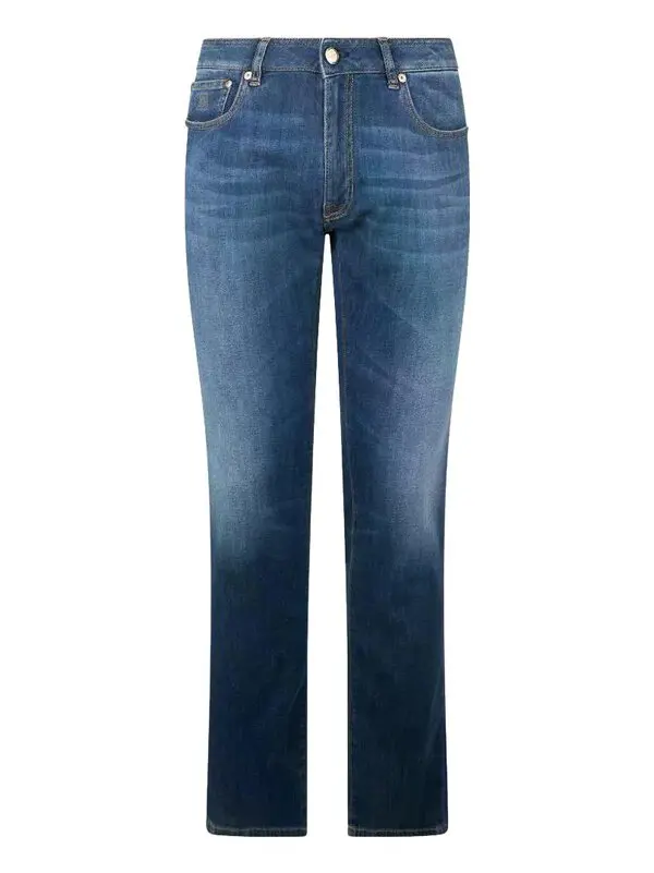 MOORER Faded Five-pocket Jeans - Blue