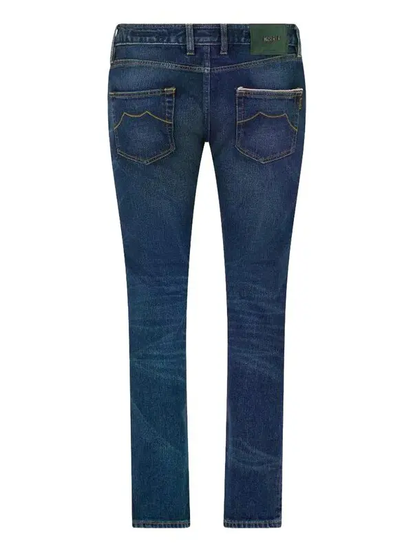 MOORER Faded Five-pocket Jeans - Blue