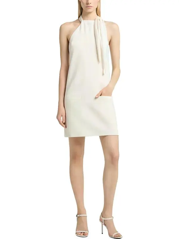 COURREGES Halterneck Mini Dress With Knotted Detail - Neutrals