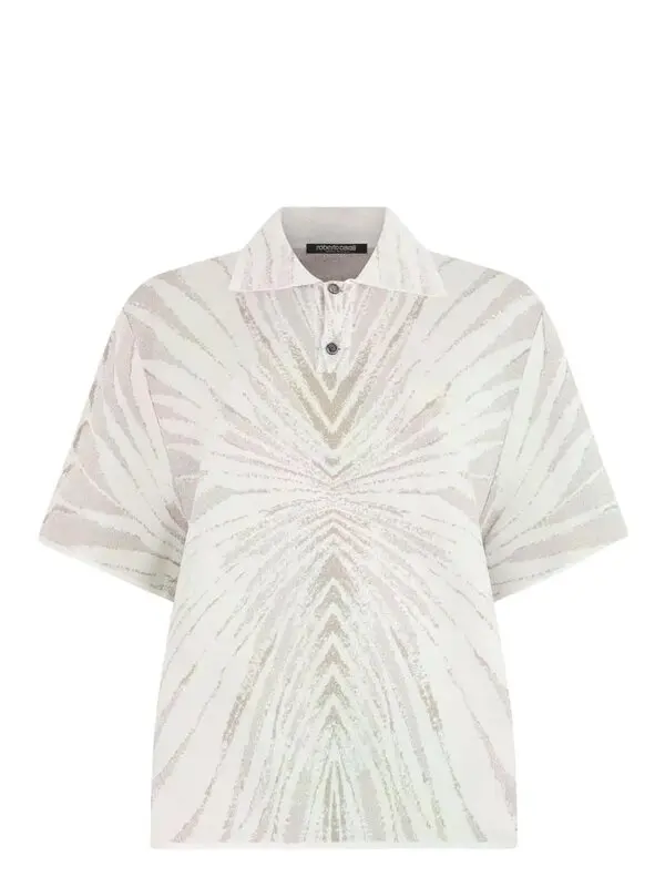 Roberto Cavalli Ray-print Polo Shirt - Neutrals