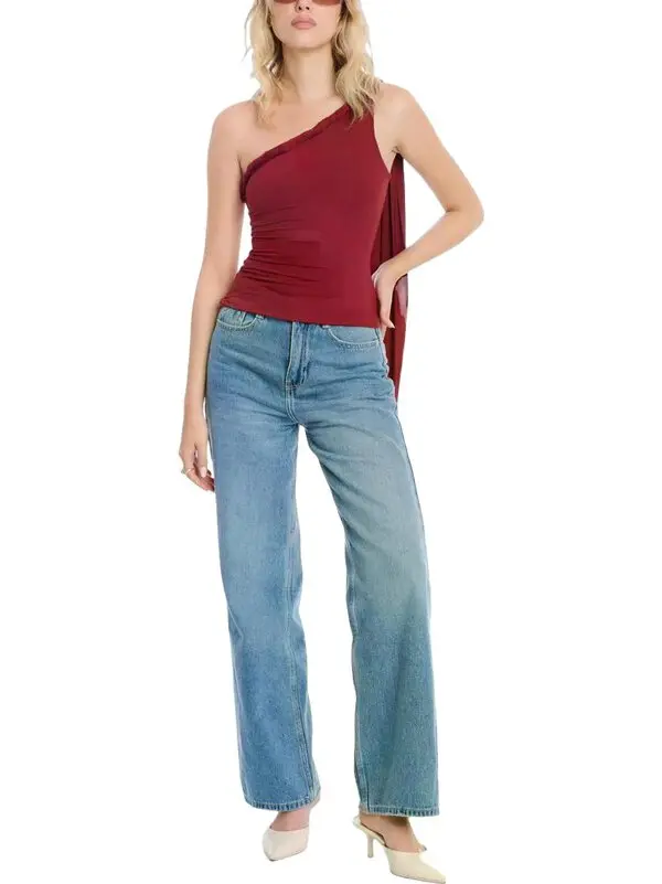 AXEL 113 Sumi Draped One-shoulder Top - Red