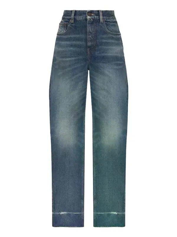 Chloé Cotton Frayed Hem Jeans - Blue