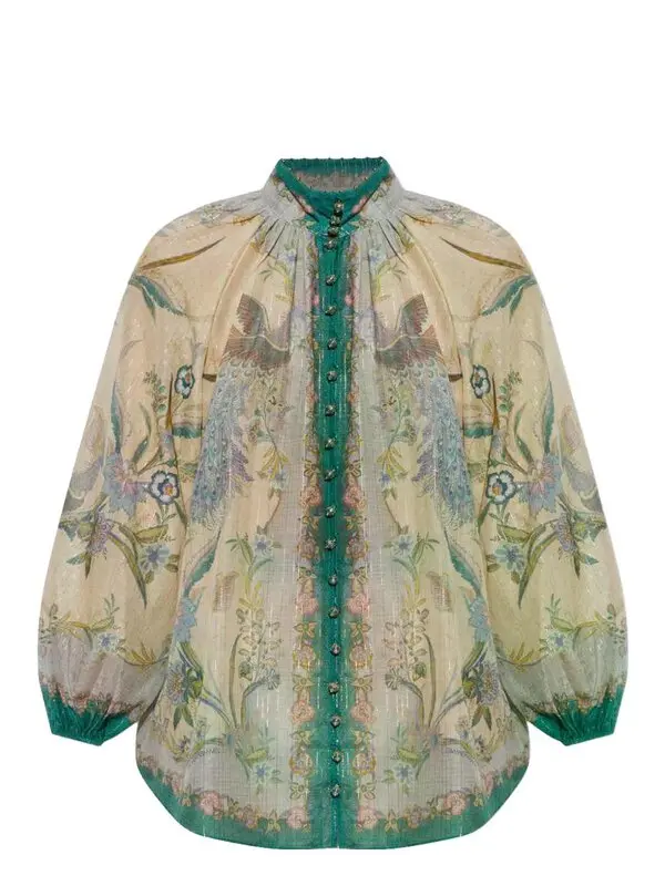 Zimmermann Indra Billow Floral-print Shirt - Neutrals