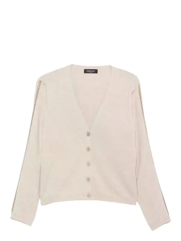 Fabiana Filippi V-neck Cardigan With Bead Embellishment - Neutrals