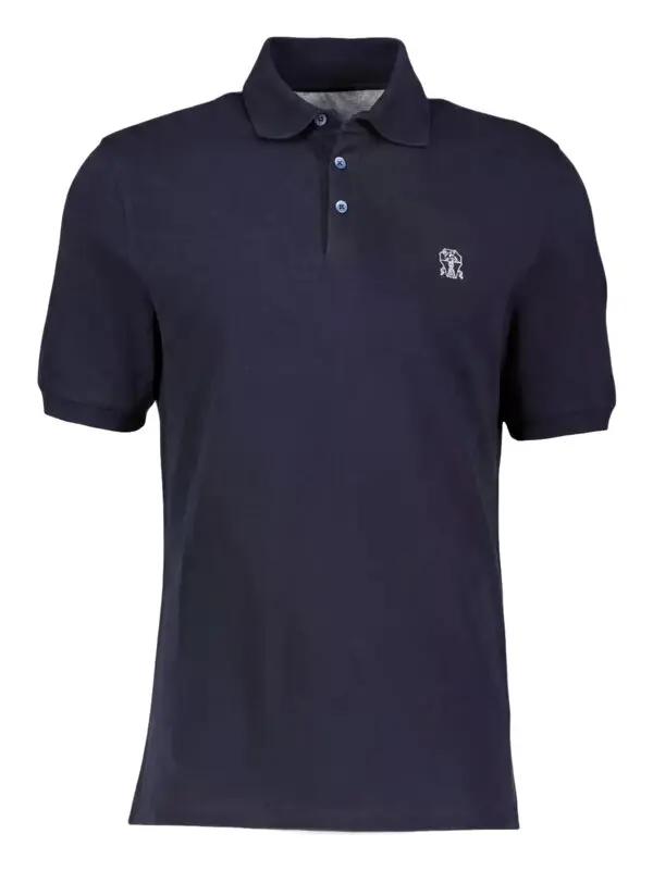 Brunello Cucinelli Logo-embroidered Cotton Polo Shirt - Blue