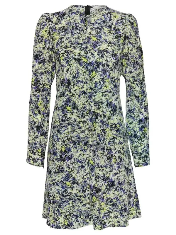 GESTUZ Abstract Print Long Sleeve Mini Dress - Green