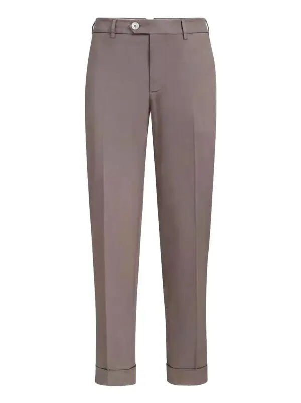 Brunello Cucinelli Cotton Trousers With Pressed Crease - Brown