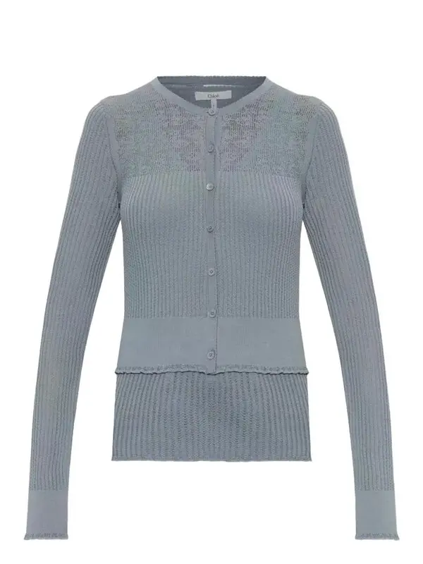 Chloé Ribbed-knit Wool Vest And Cardigan Set - Blue