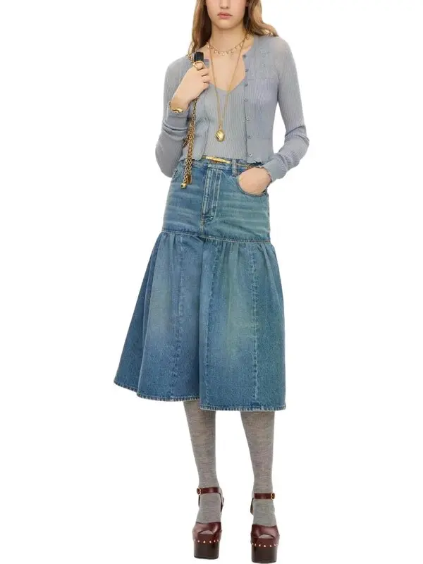 Chloé Ribbed-knit Wool Vest And Cardigan Set - Blue