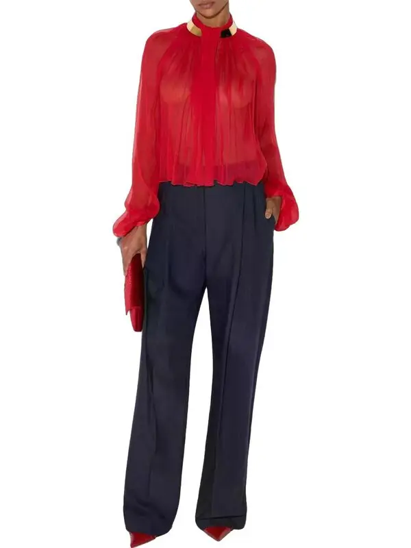 Elisabetta Franchi Crepon Blouse With Jewel Collar - Red