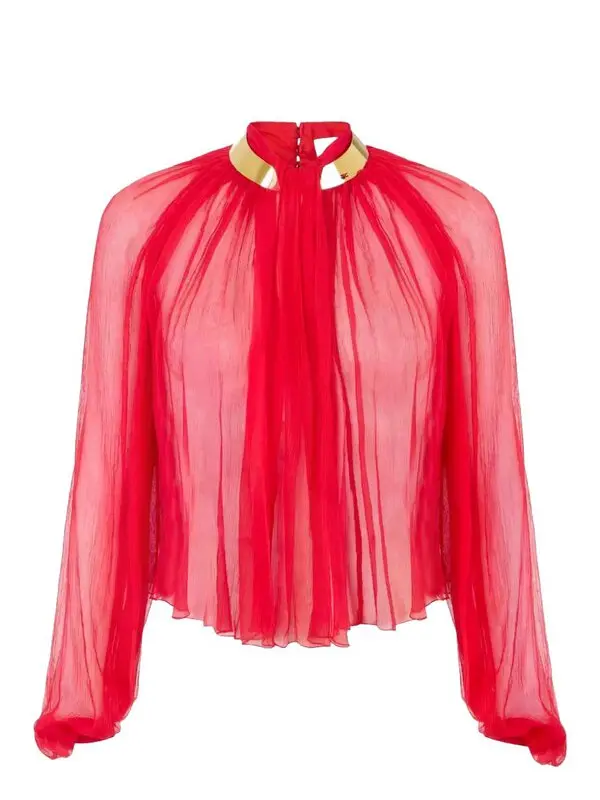 Elisabetta Franchi Crepon Blouse With Jewel Collar - Red