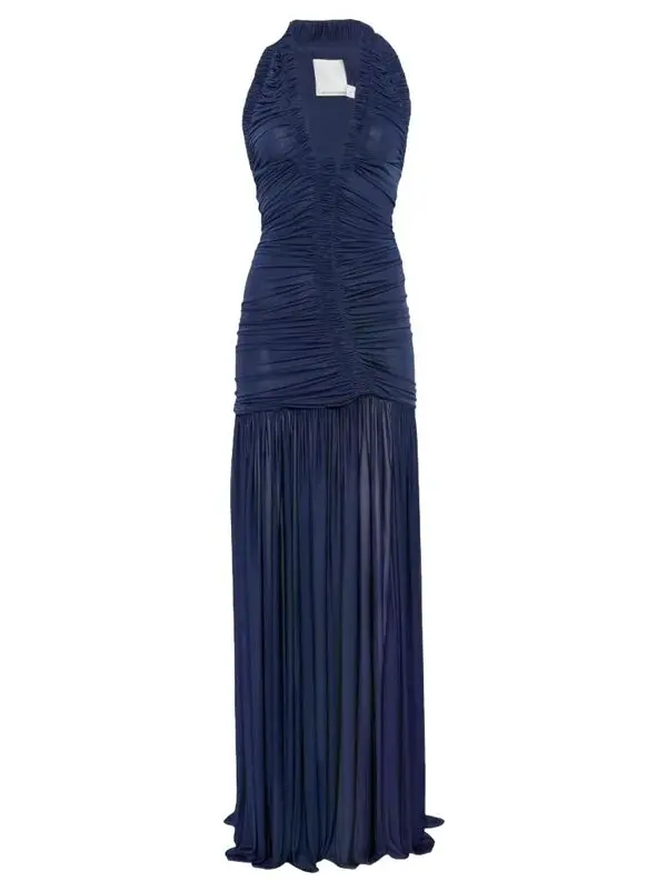 Christopher Esber Orion Ruched V-neck Maxi Dress - Blue