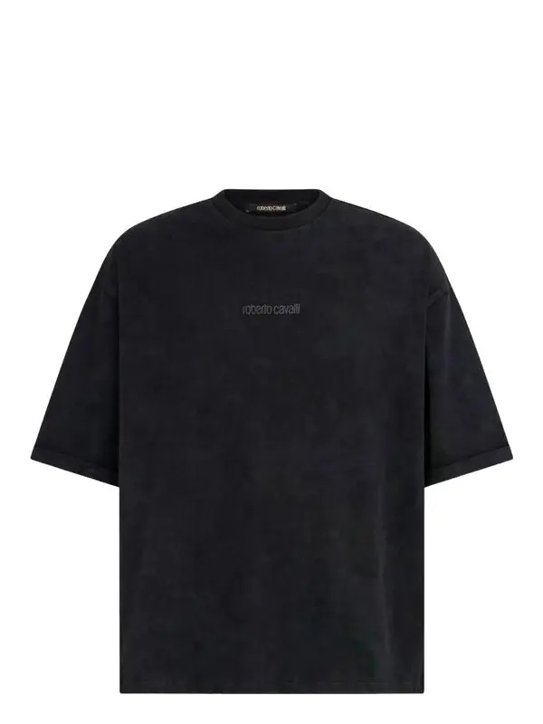 Roberto Cavalli Snake-print Logo-detailed T-shirt - Black