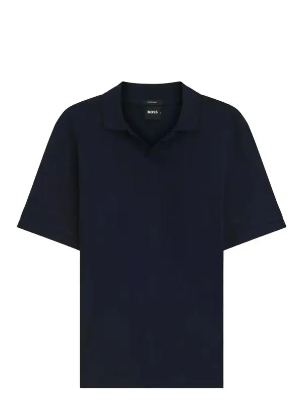BOSS Cotton-jacquard Polo Shirt With Johnny Collar - Blue