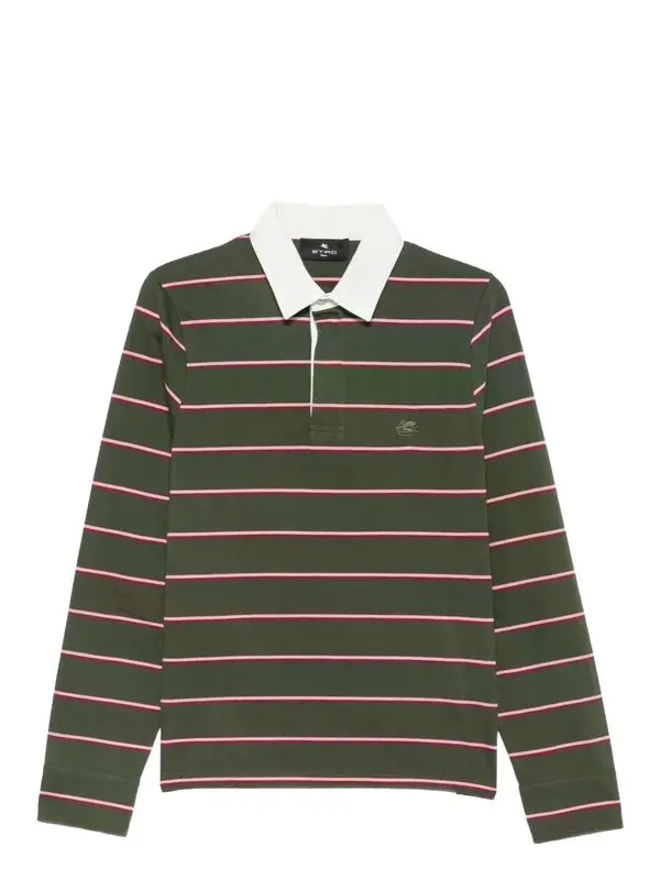 Etro Striped Long-sleeve Polo Shirt - Green