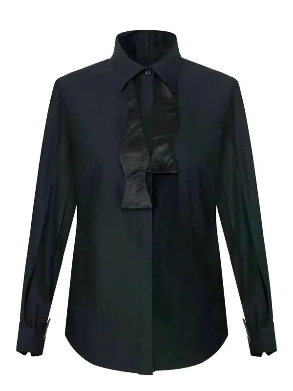 Elisabetta Franchi Cotton Shirt With Bow Detail - Black