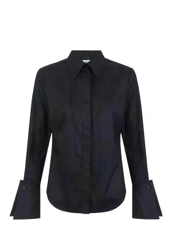 Elisabetta Franchi Striped Shirt With Oversized Cuffs - Black