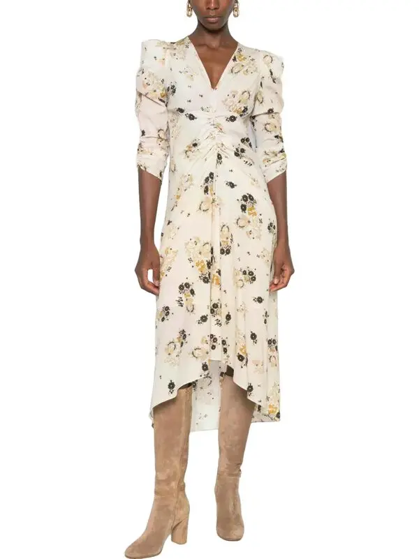 Isabel Marant Étoile Albini Floral-print Ruched Midi Dress - Neutrals