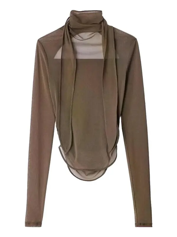 LEMAIRE Ballerina Scarf Top In Mesh Jersey - Brown