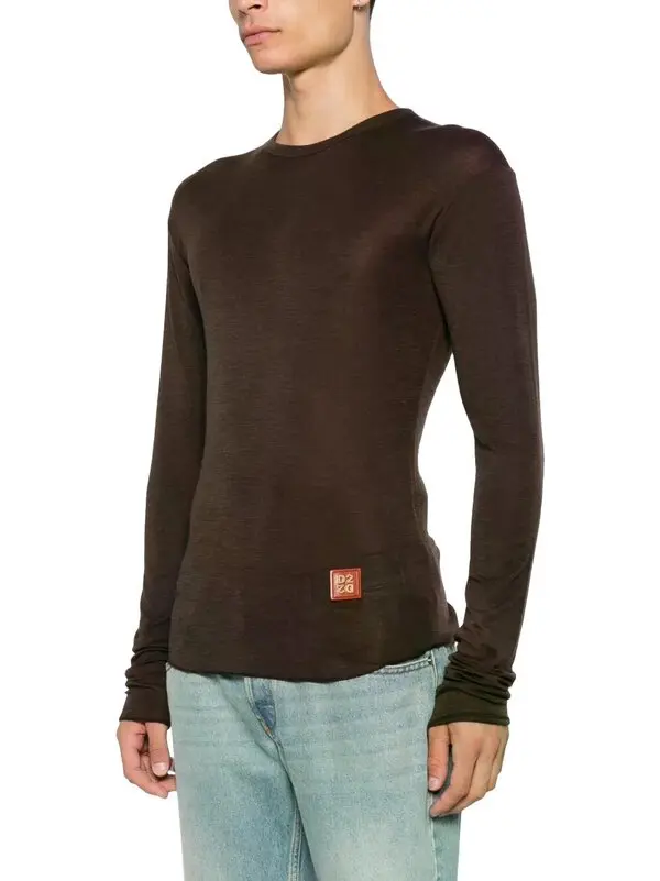 Dsquared2 Logo Patch Virgin Wool Sweater - Brown