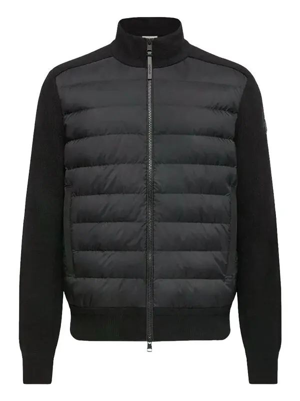 Moncler Quilted Leather-trim Cardigan - Black