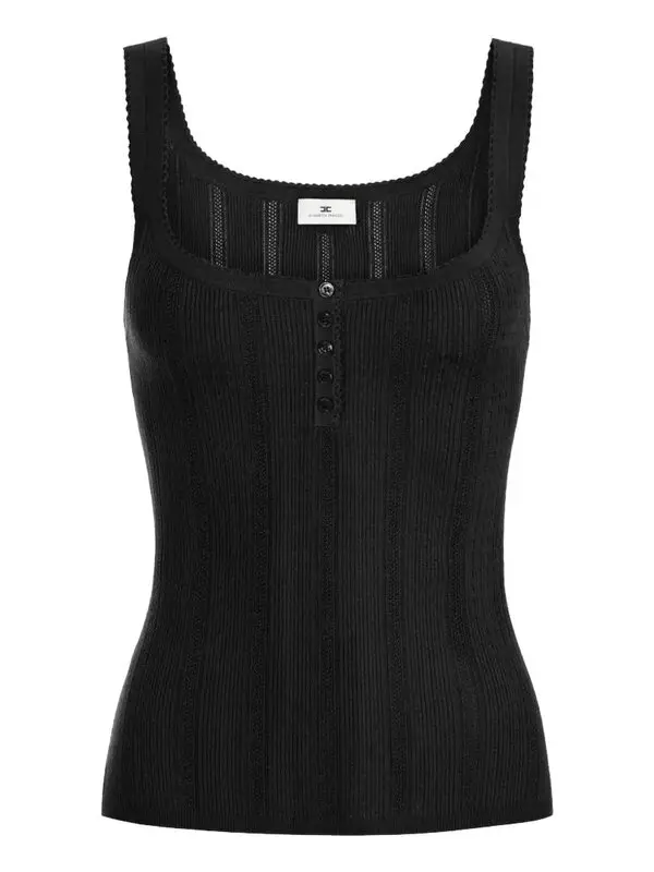Elisabetta Franchi Knit Openwork Tank Top - Black