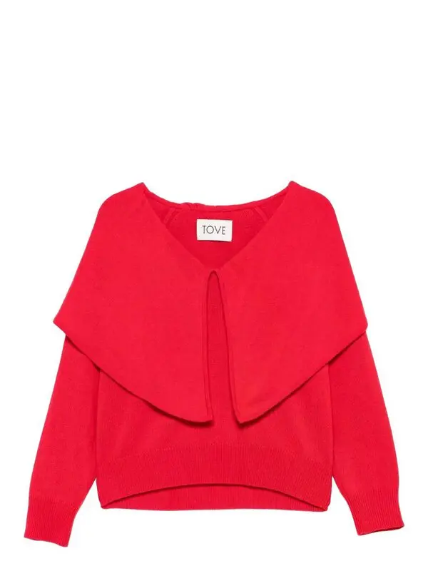 Tove Malia Draped Panel Sweater - Red